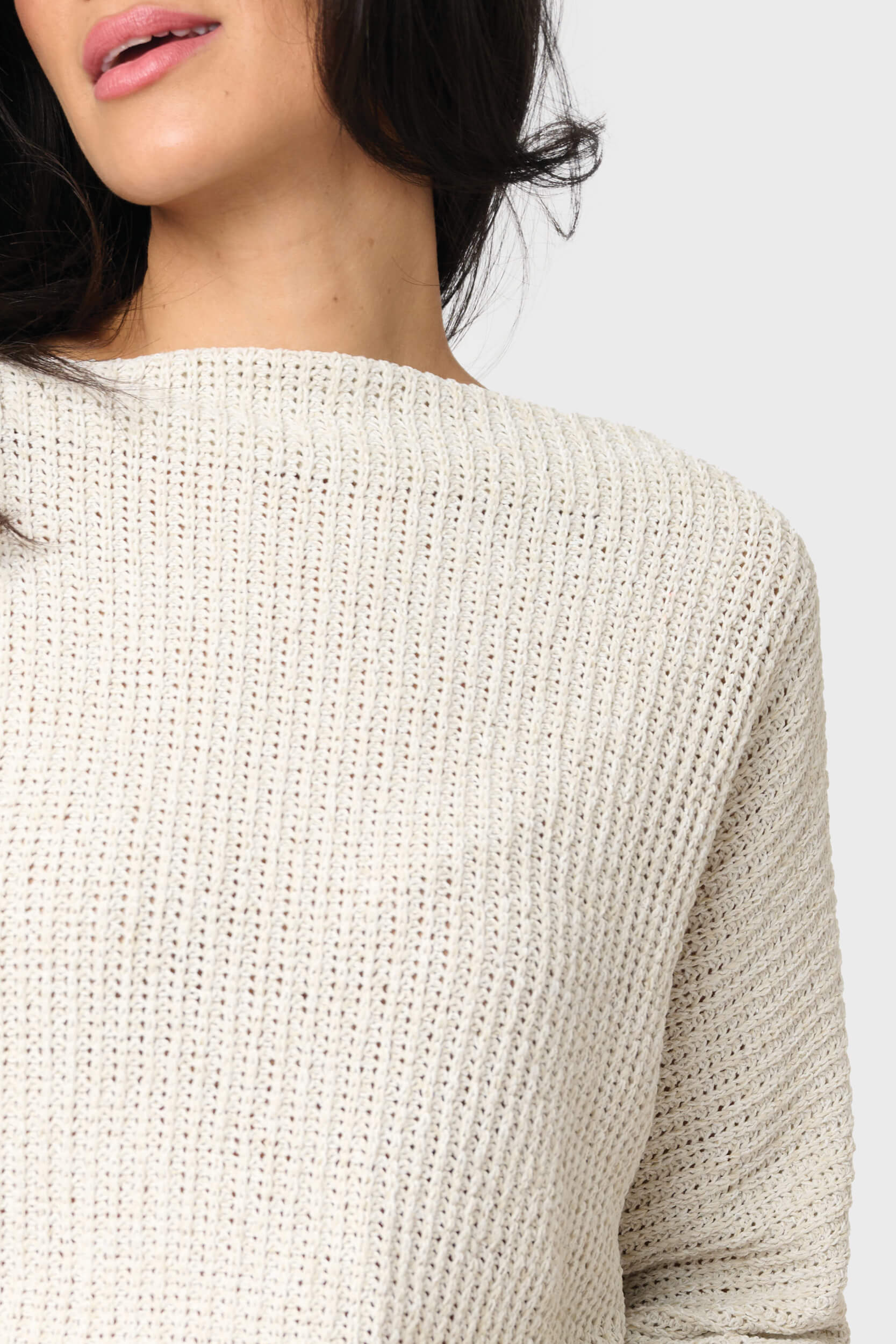 Slouchy Off Shoulder Open Stitch Sweater – Gibsonlook