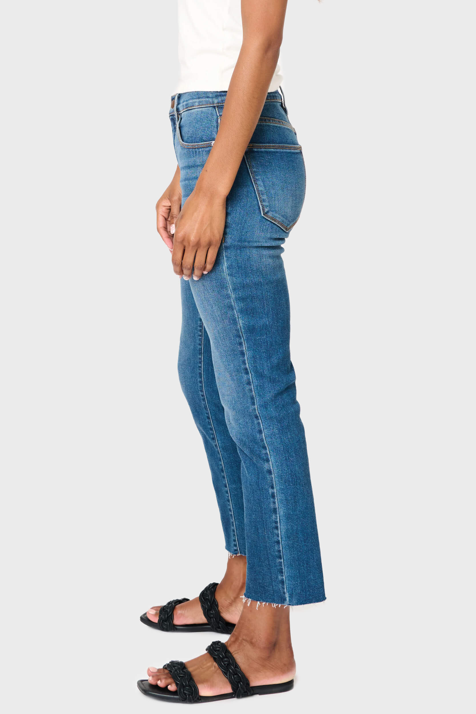 Essential Mini-Flare Leg Denim with Raw Hem | Cropped Everyday Jeans ...